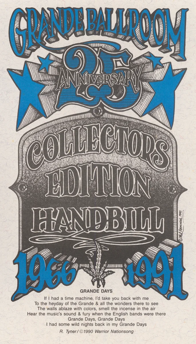 25th Anniversary Vintage Concert Handbill from Grande Ballroom, 1991 at ...