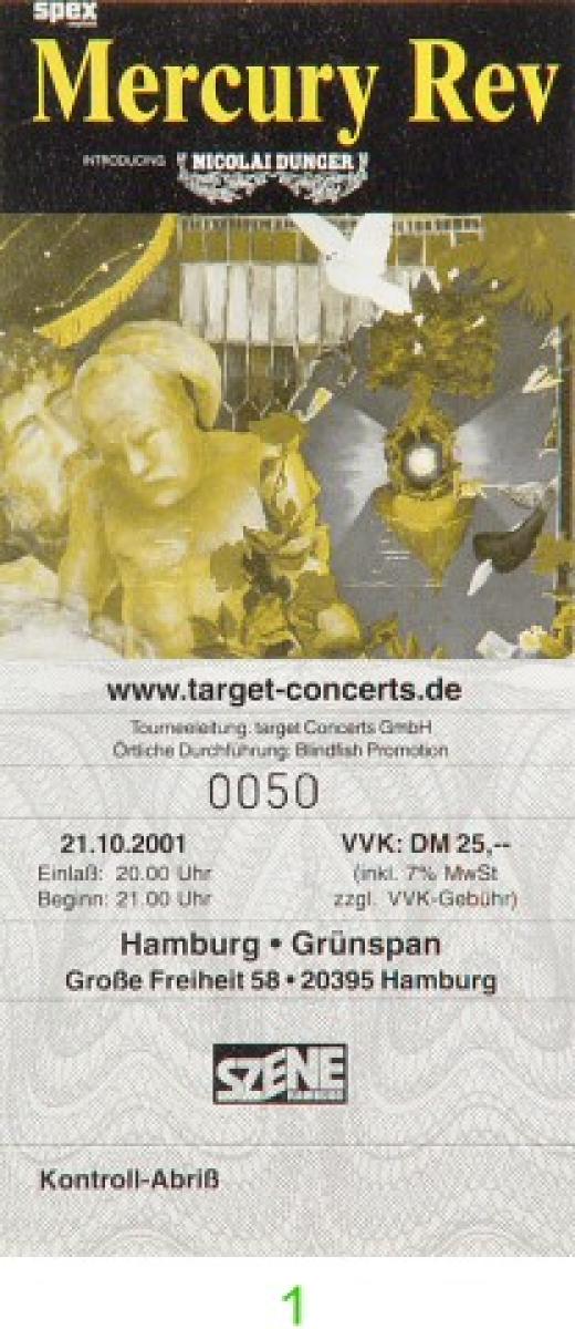Mercury Rev Vintage Concert Vintage Ticket from Grunspan, Oct 21, 2001 ...