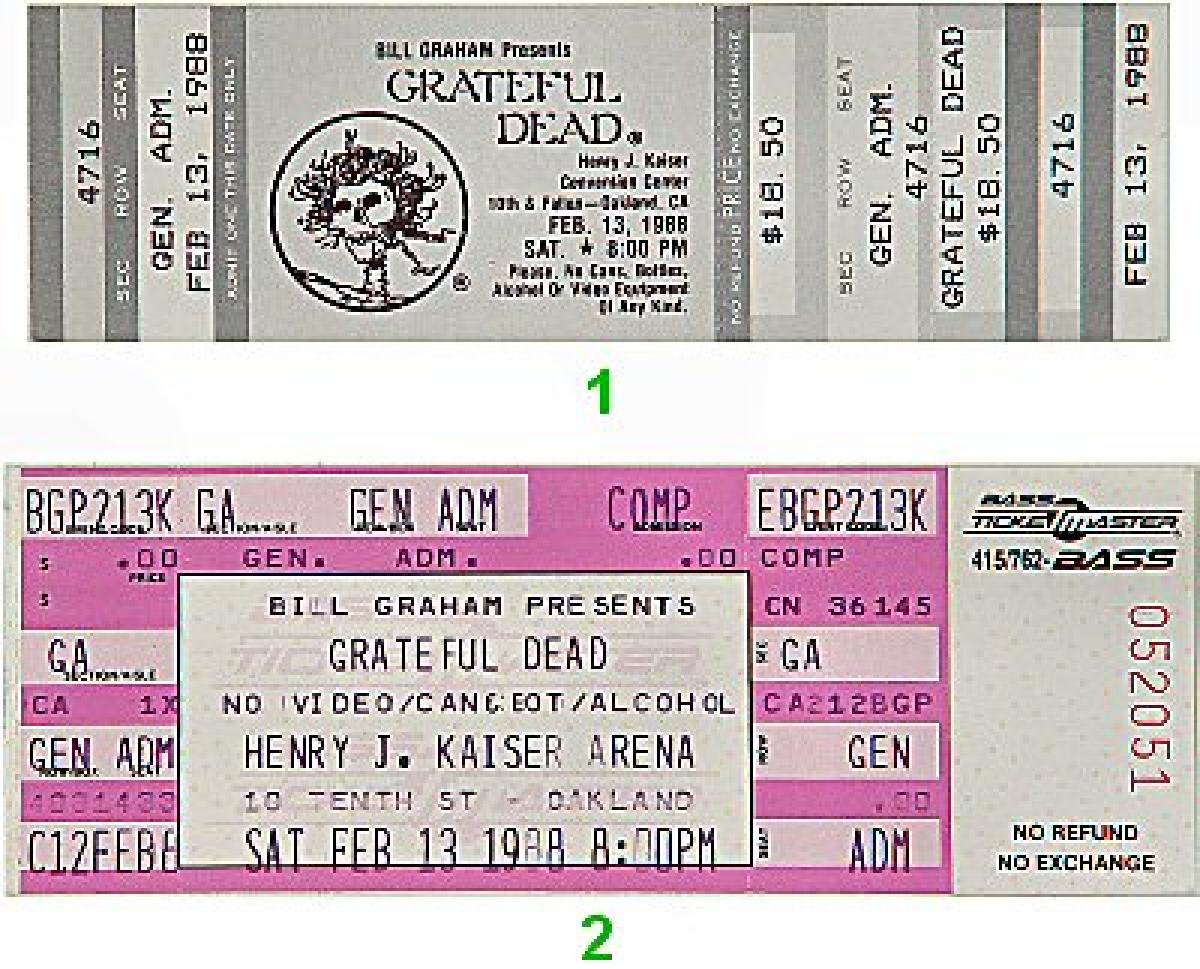 Grateful Dead Vintage Concert Vintage Ticket from Henry J. Kaiser ...