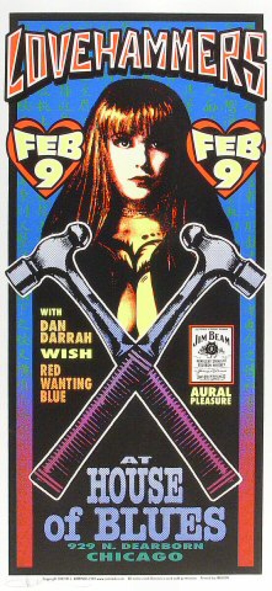 Lovehammers Vintage Concert Silkscreen from House of Blues Chicago, Feb ...