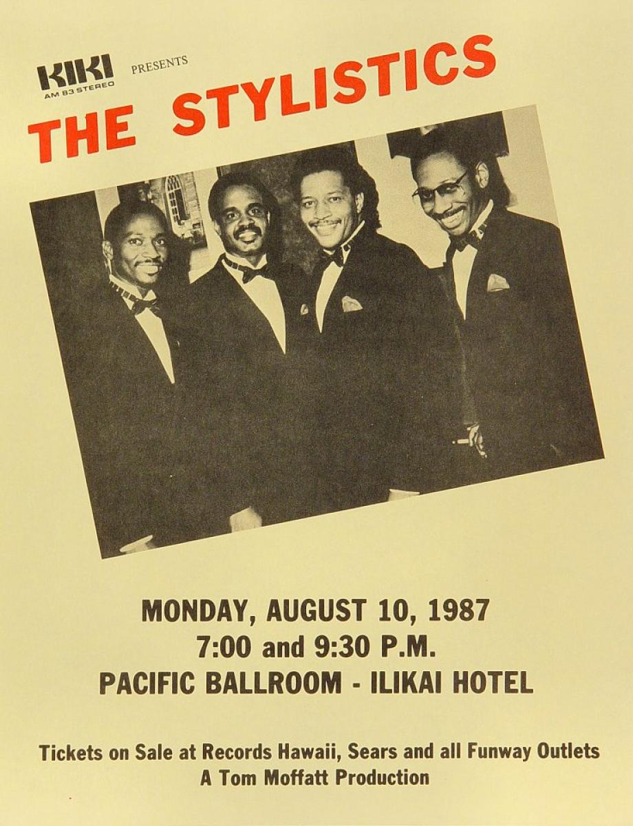 The Stylistics Vintage Concert Handbill from Ilikai Hotel, Aug 10, 1987 ...