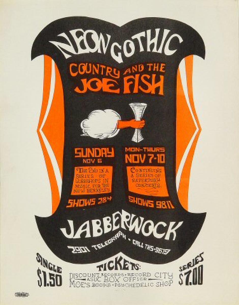 Country Joe & the Fish Vintage Concert Handbill from Jabberwock, Nov 6 ...