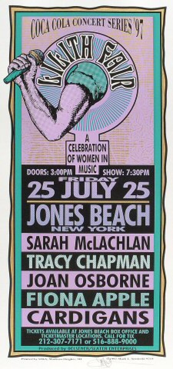 Sarah McLachlan Vintage Concert Silkscreen from Jones Beach, Jul 25 ...