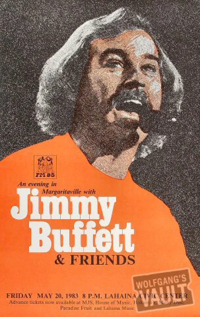 Jimmy Buffett Vintage Concert Poster From Lahaina Civic Center Amphitheatre May 20 1983 At