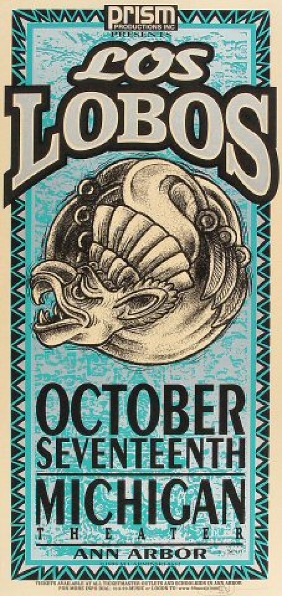 Los Lobos Vintage Concert Silkscreen from Michigan Theatre, Oct 17 ...