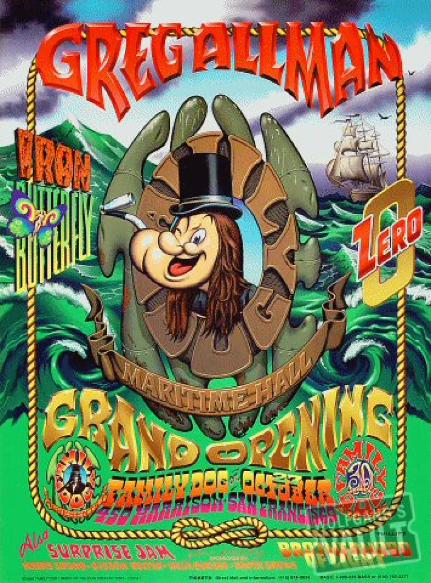 Gregg Allman Vintage Concert Poster from Maritime Hall, Oct 27, 1995 at ... Gregg Allman Vintage Concert Poster from Maritime Hall, Oct 27, 1995 at ...