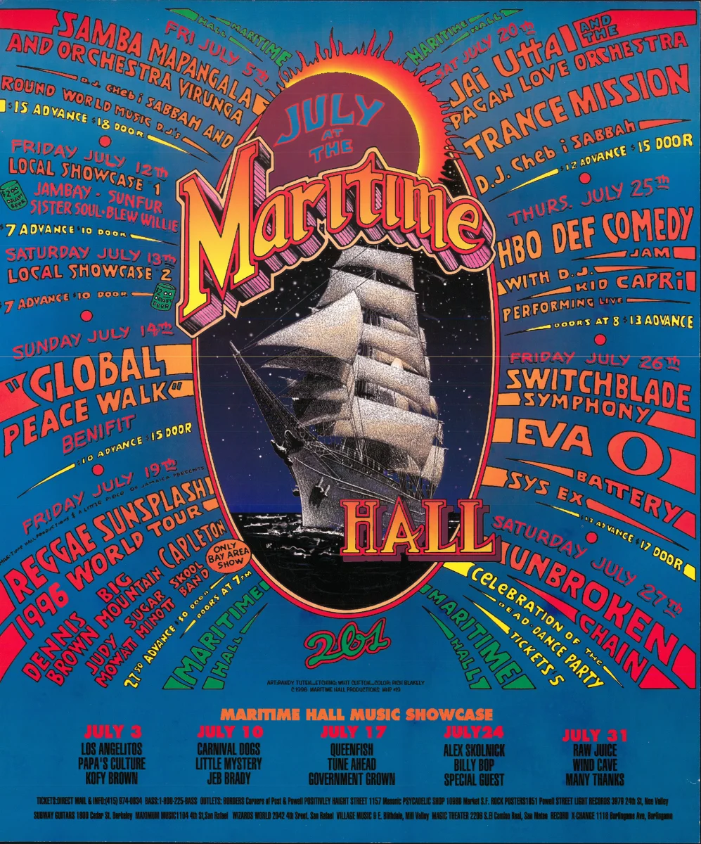 Maritime Hall Music Showcase Vintage Concert Poster From Maritime Hall