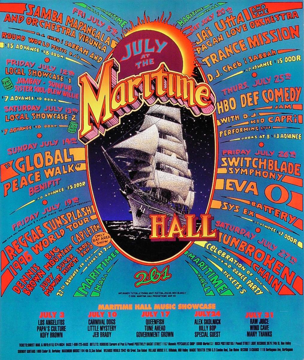 Samba Mapangala Vintage Concert Poster from Maritime Hall, Jul 5, 1996 ...