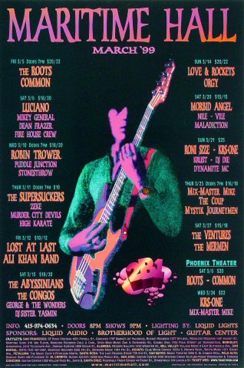 The Roots Vintage Concert Poster from Maritime Hall, Mar 5, 1999 at ...