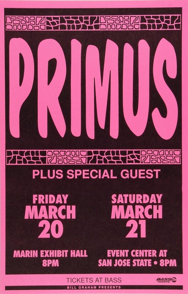 Primus Vintage Concert Poster from Marin Center Exhibit Hall, Mar 20 ...