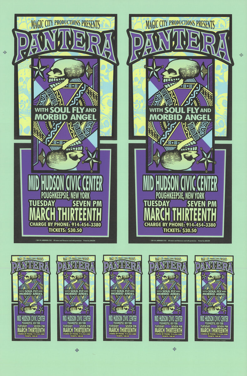 Pantera Vintage Concert Proof from Mid Hudson Civic Center, Mar 13 ...