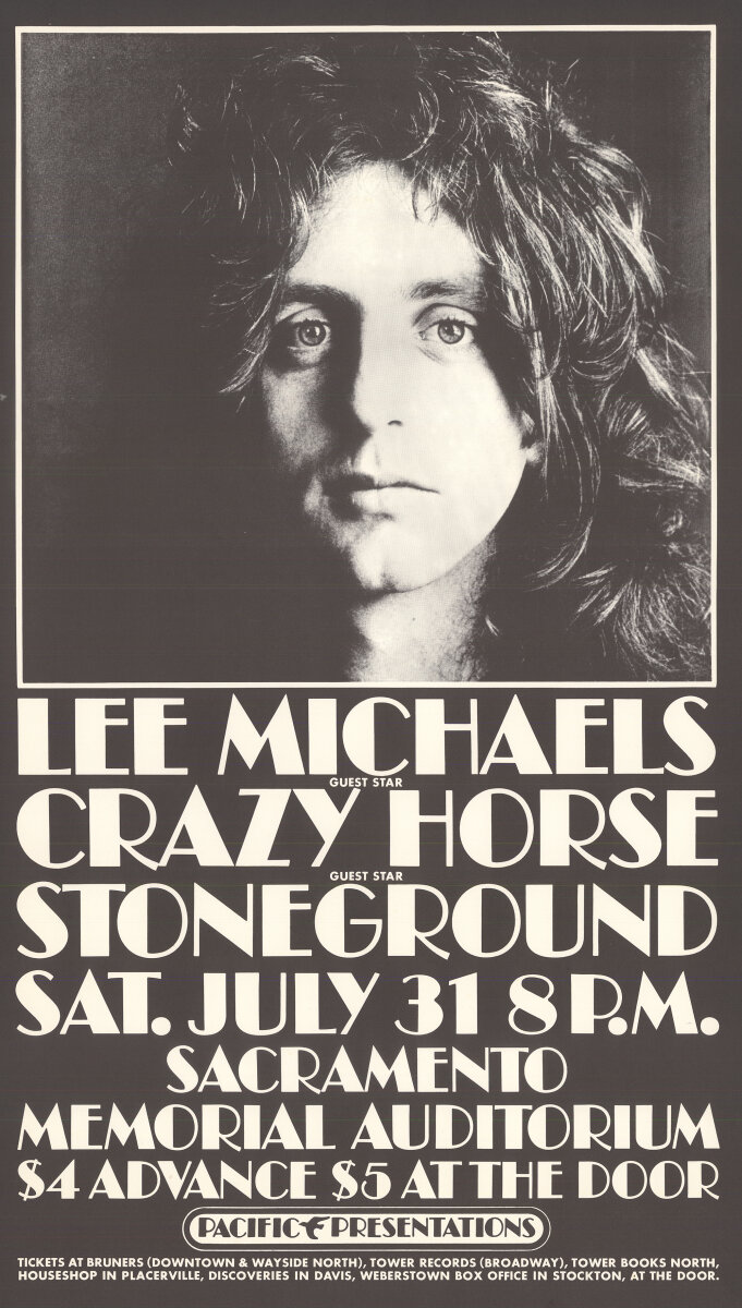 Lee Michaels Vintage Concert Poster from Memorial Auditorium Sacramento ...