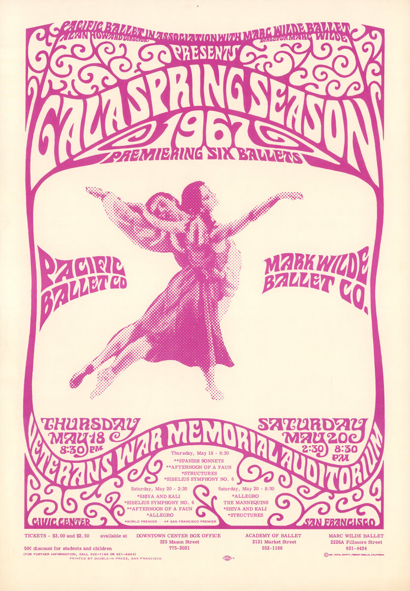 Mark Wilde Ballet Co. Vintage Concert Poster from San Francisco War ...