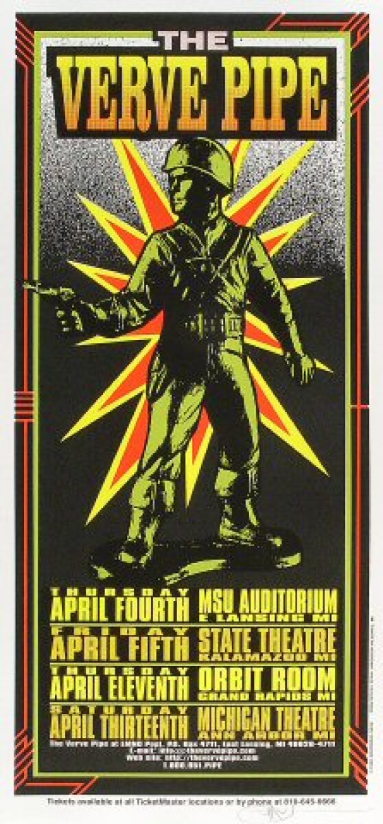 The Verve Pipe Vintage Concert Silkscreen from MSU Auditorium, Apr 4 ...