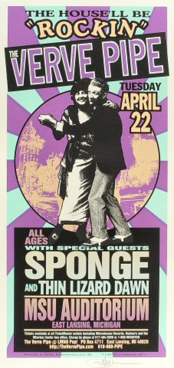 The Verve Pipe Vintage Concert Silkscreen from MSU Auditorium, Apr 22 ...