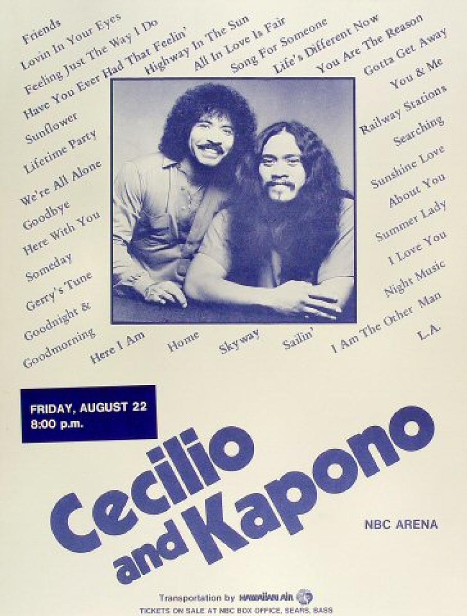 Cecilio and Kapono Vintage Concert Poster from NBC Arena, Aug 22, 1980 ...