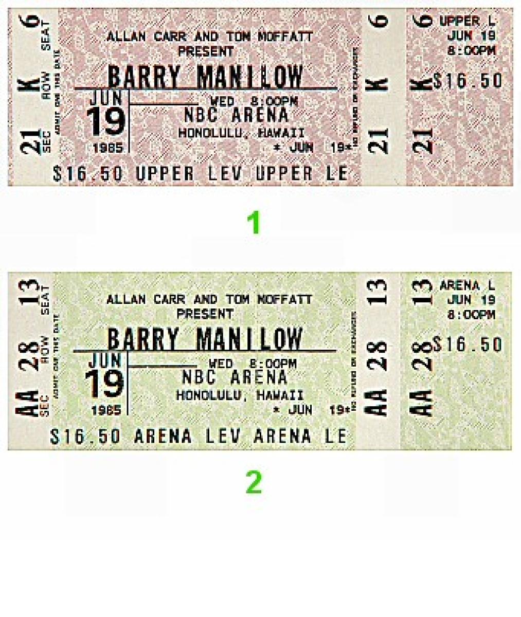 Barry Manilow Vintage Concert Vintage Ticket from NBC Arena, Jun 19 ...