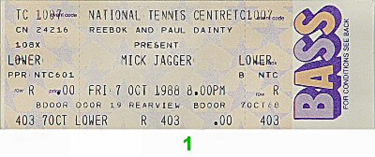 Mick Jagger Vintage Concert Vintage Ticket from National Tennis Center ...