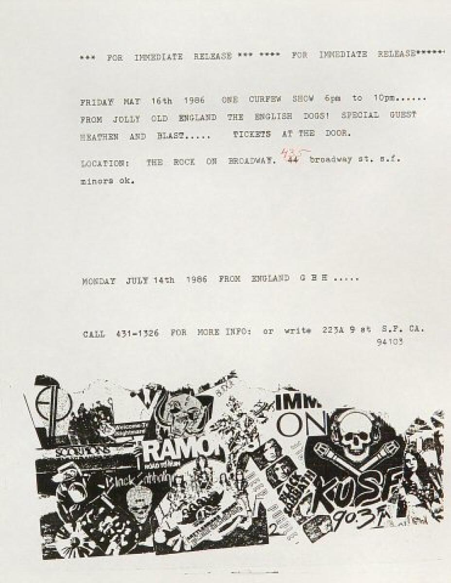 The English Dogs Vintage Concert Handbill from On Broadway, May 16 ...