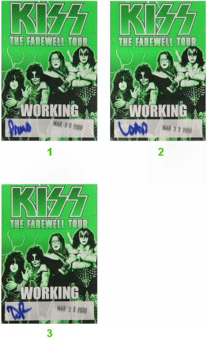 Kiss Backstage Pass from Oakland Coliseum Arena, Mar 23, 2000 at Wolfgang's