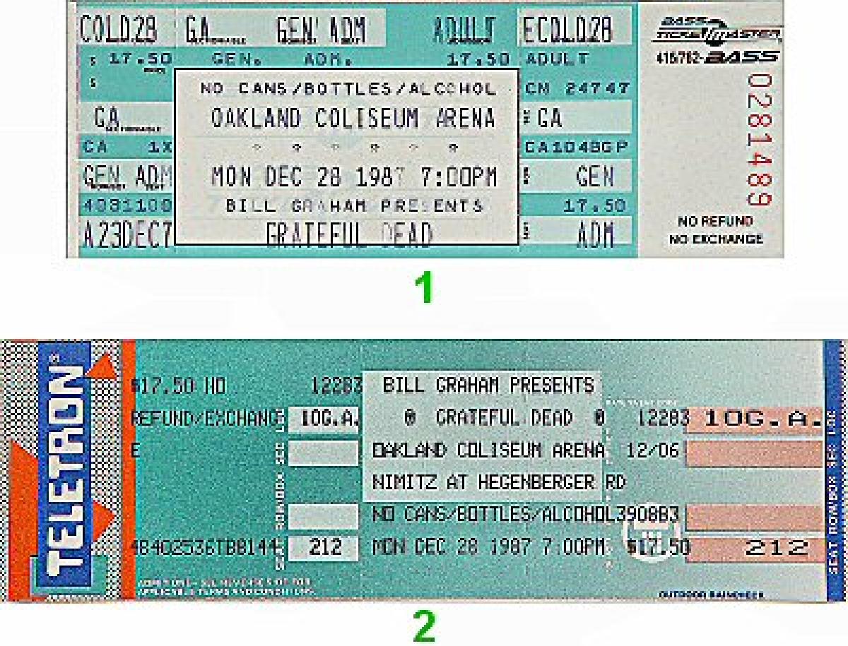 Grateful Dead Vintage Concert Vintage Ticket from Oakland Coliseum ...
