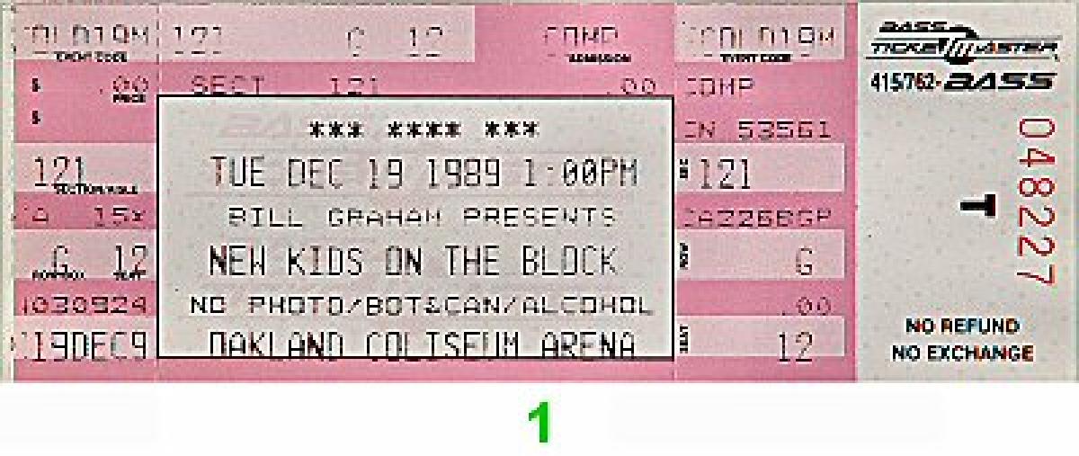 New Kids On The Block Vintage Concert Vintage Ticket from Oakland ...