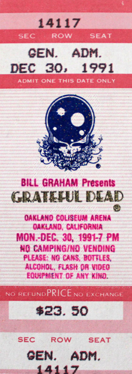 Grateful Dead Vintage Concert Vintage Ticket from Oakland Coliseum ...