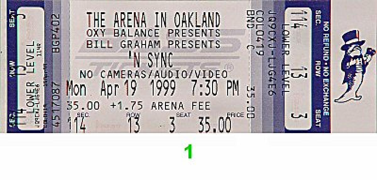 *NSYNC Vintage Concert Vintage Ticket from Oakland Coliseum Arena, Apr ...