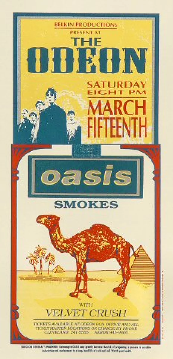 Oasis Vintage Concert Handbill from Odeon, Mar 15, 1995 at Wolfgang's