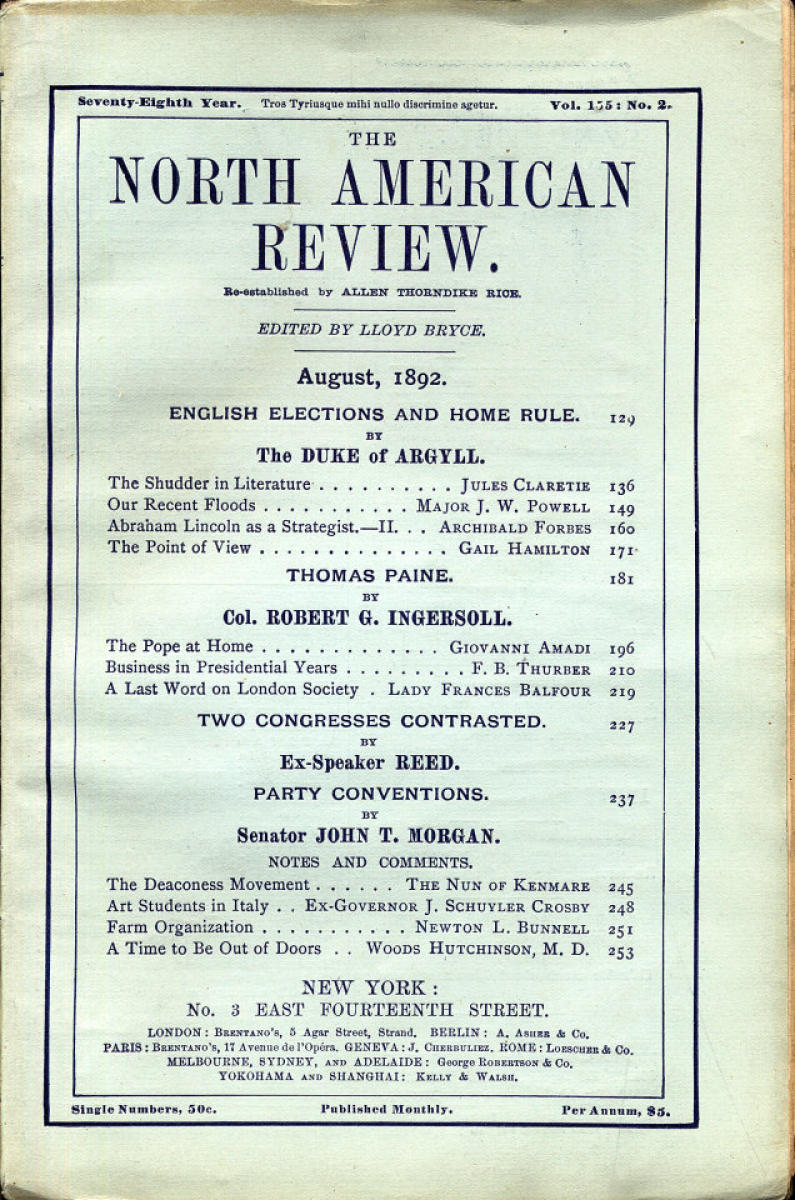 North American Review | August 1892 at Wolfgang's