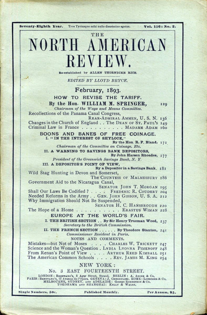 North American Review | February 1893 at Wolfgang's