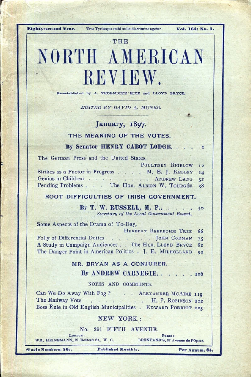 North American Review | January 1897 at Wolfgang's