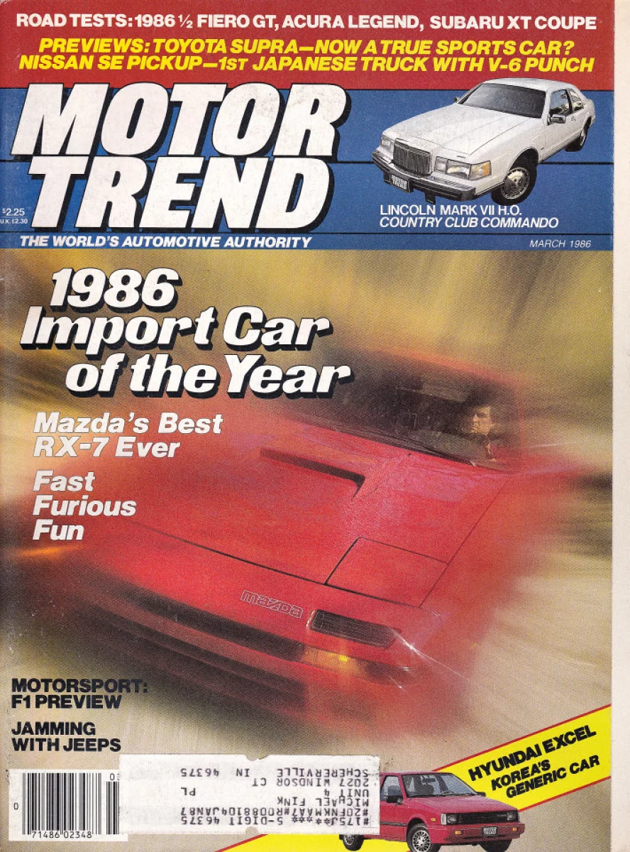 Motor Trend | March 1986 at Wolfgang's