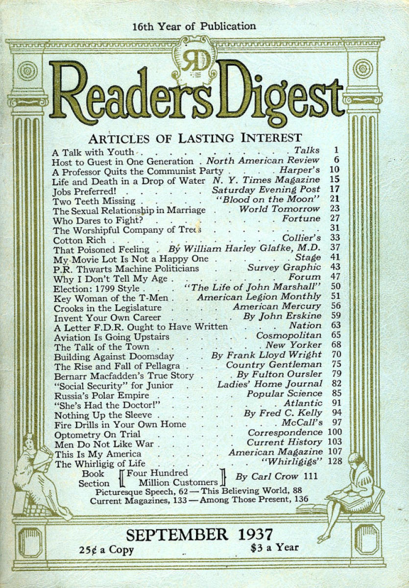 Readers Digest | September 1937 at Wolfgang's