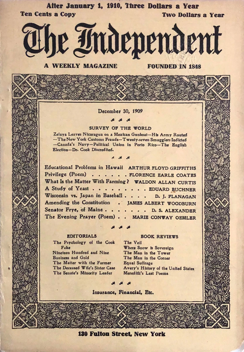 The Independent | December 30, 1909 at Wolfgang's