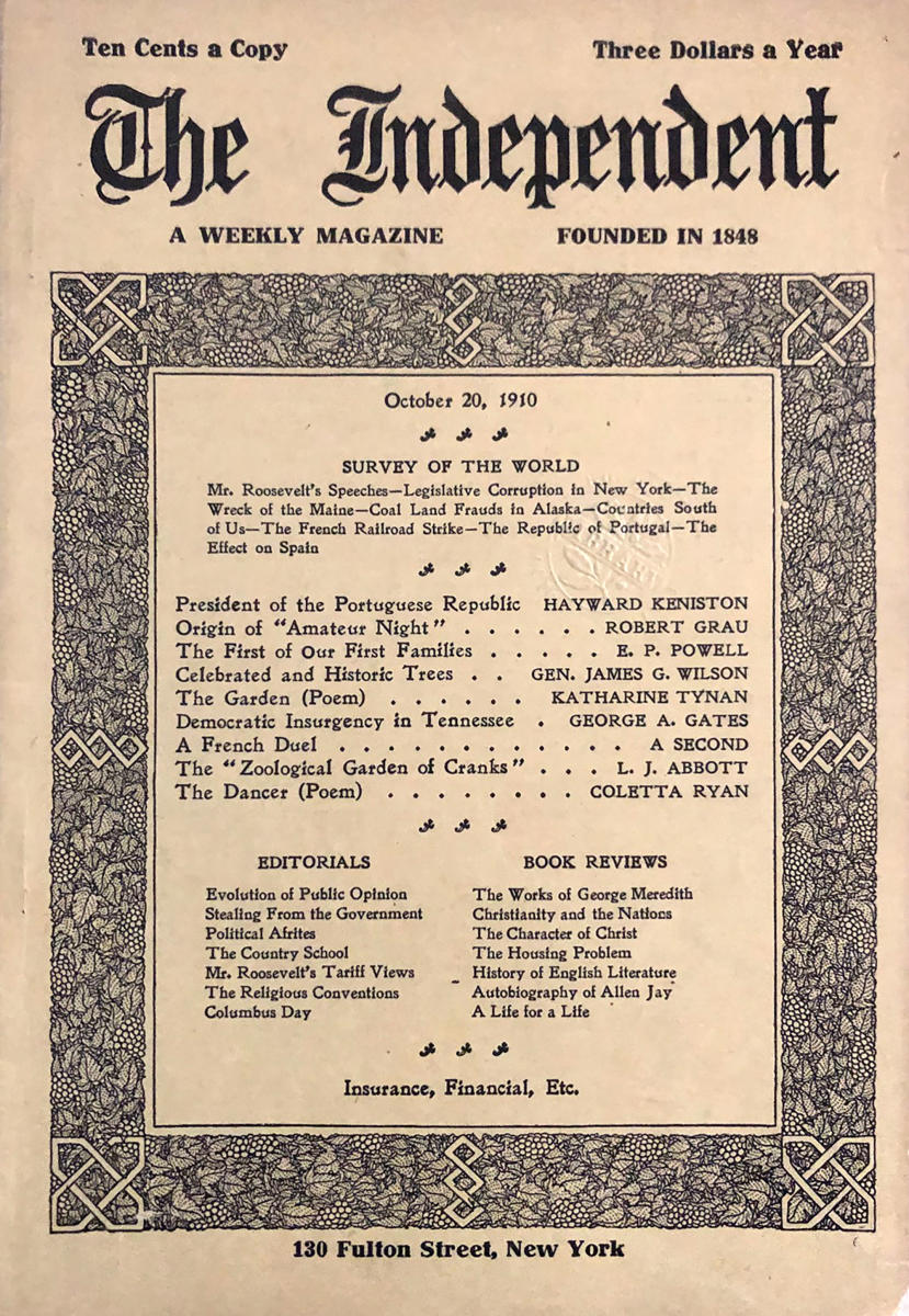 The Independent | October 20, 1910 at Wolfgang's