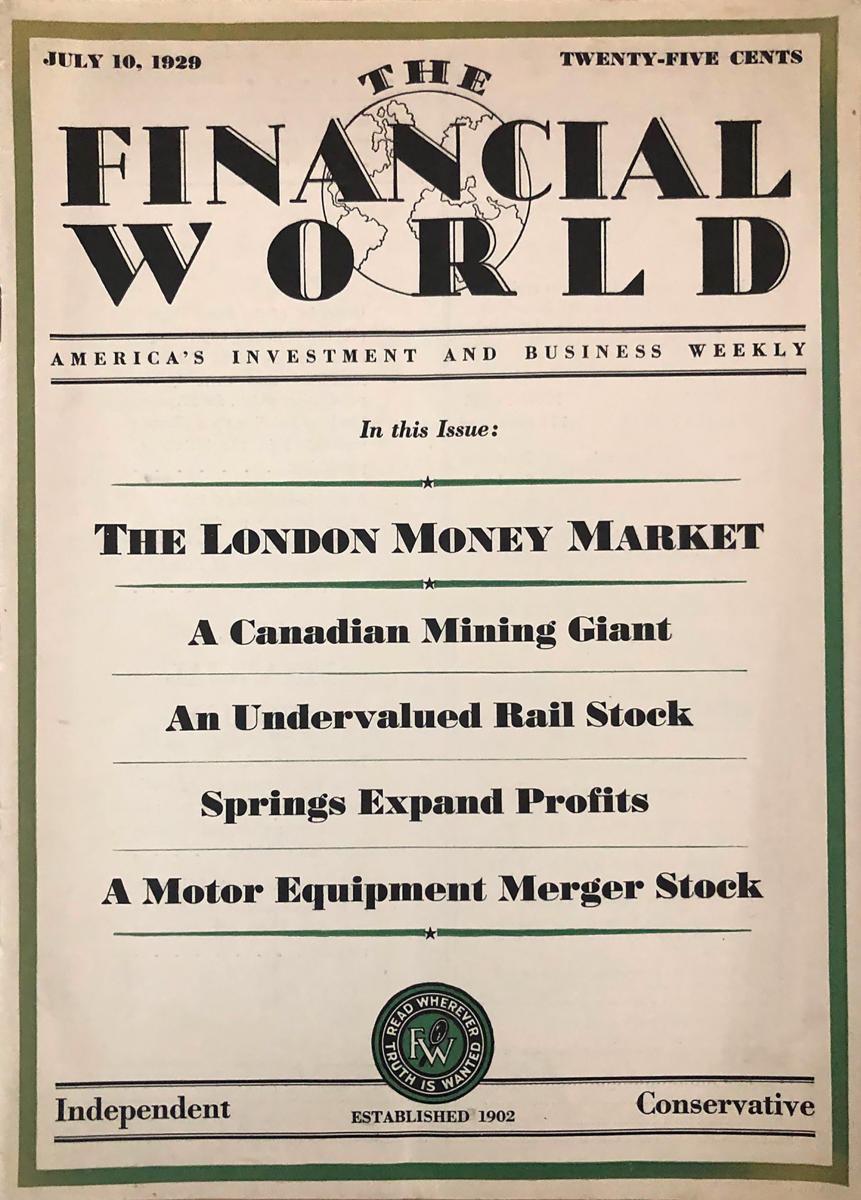 The Financial World | July 10, 1929 at Wolfgang's