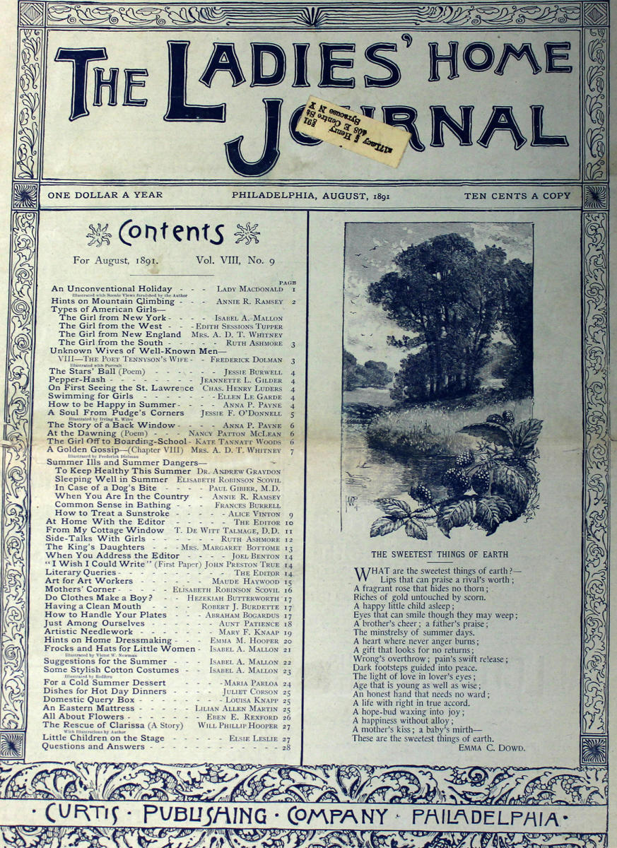 Ladies' Home Journal | August 1891 at Wolfgang's