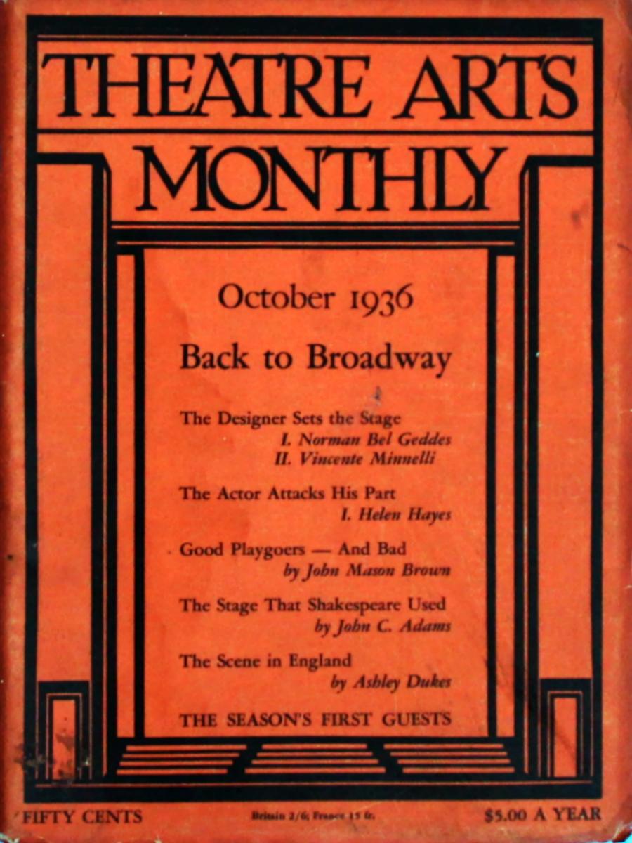 Theatre Arts Monthly-Back to Broadway | October 1936 at Wolfgang's