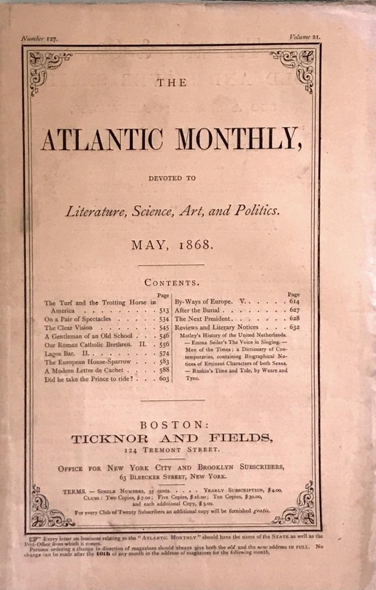 The Atlantic | May 1868 at Wolfgang's