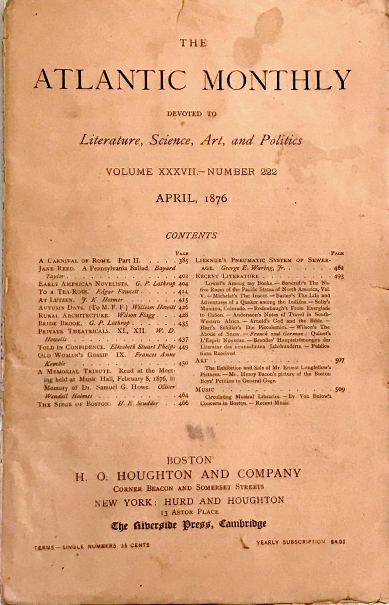 The Atlantic | April 1876 at Wolfgang's