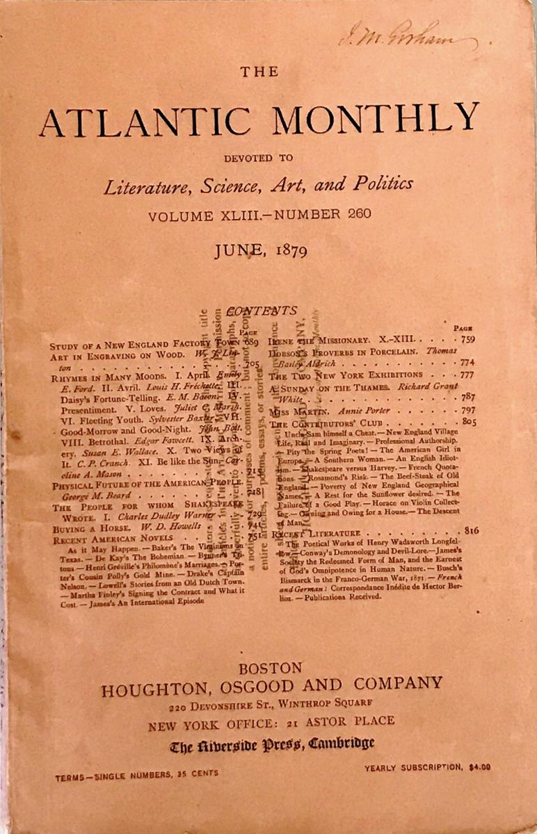 The Atlantic | June 1879 at Wolfgang's
