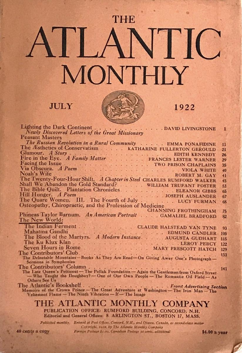The Atlantic | July 1922 at Wolfgang's
