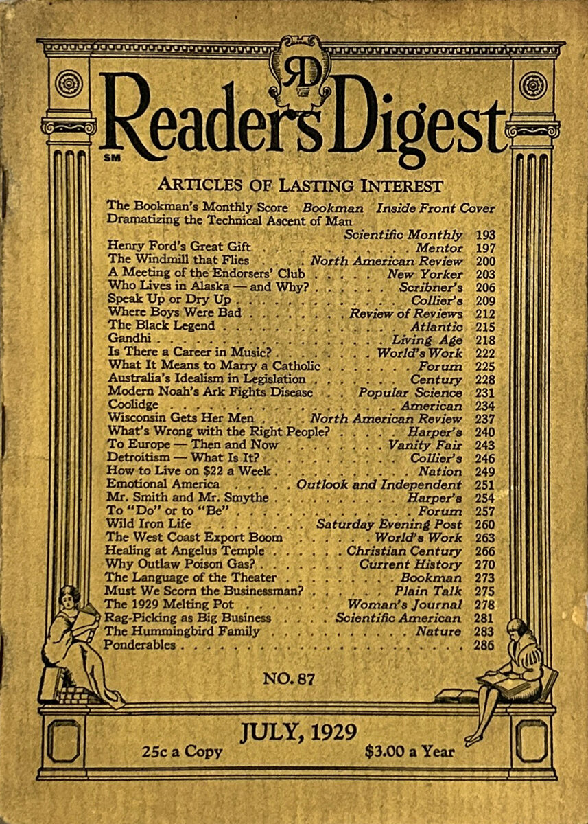 Readers Digest | July 1929 at Wolfgang's