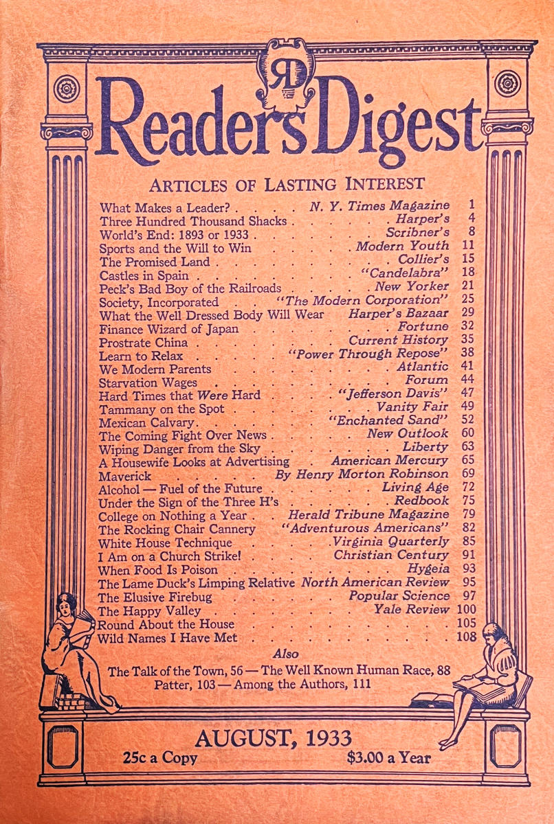 Readers Digest | August 1933 at Wolfgang's