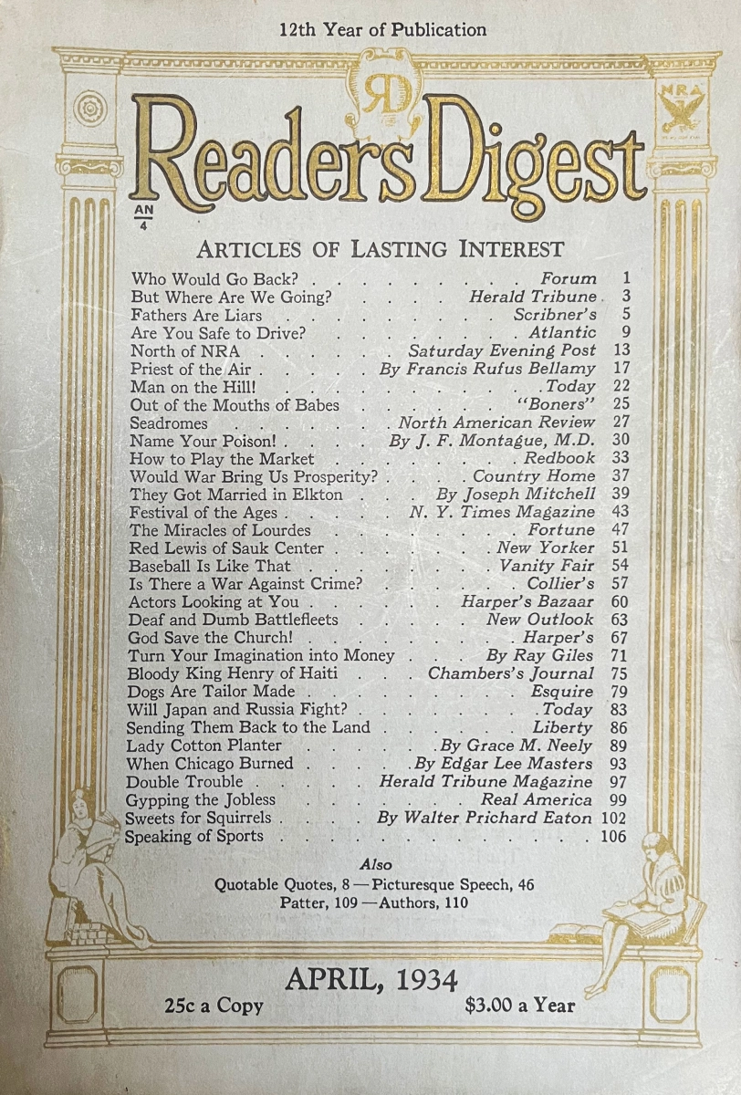 Readers Digest | April 1934 at Wolfgang's