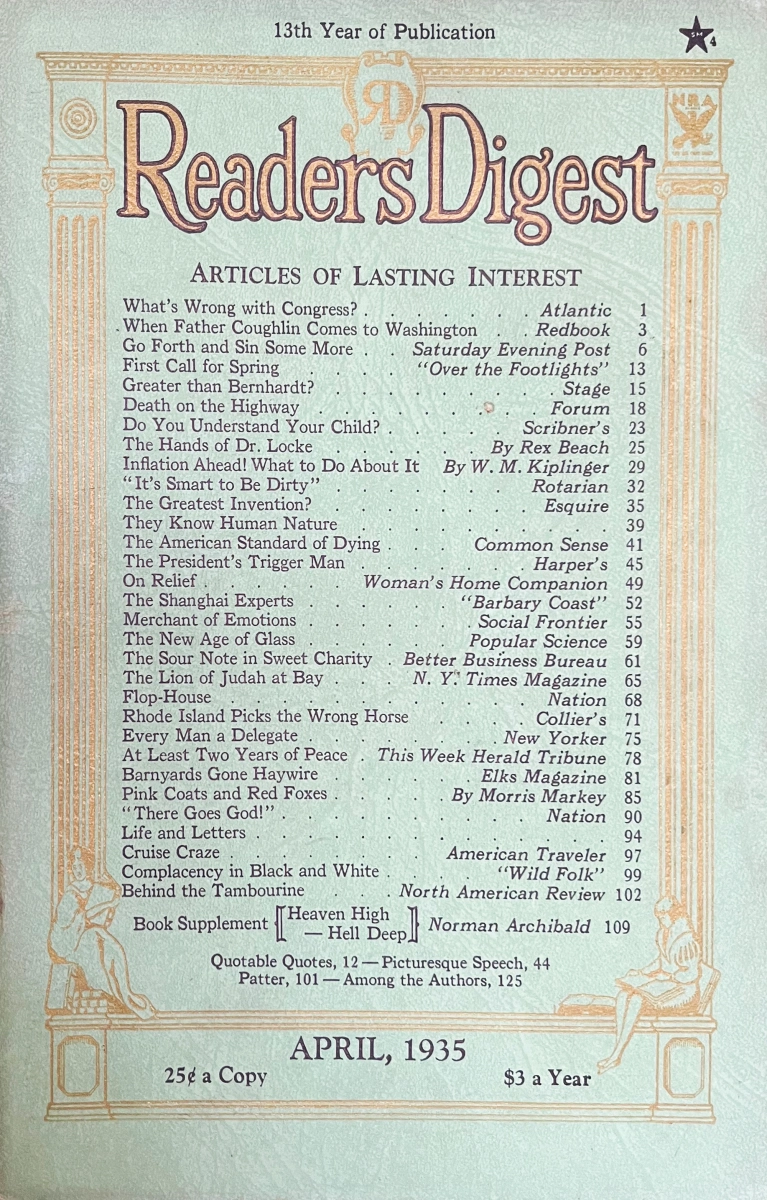 Readers Digest | April 1935 at Wolfgang's