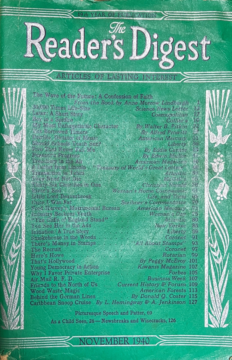 Readers Digest | November 1940 at Wolfgang's