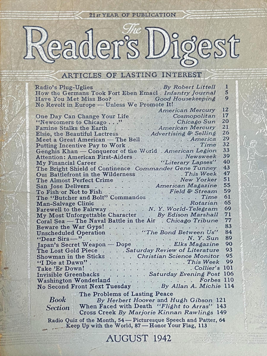 Readers Digest | August 1942 at Wolfgang's