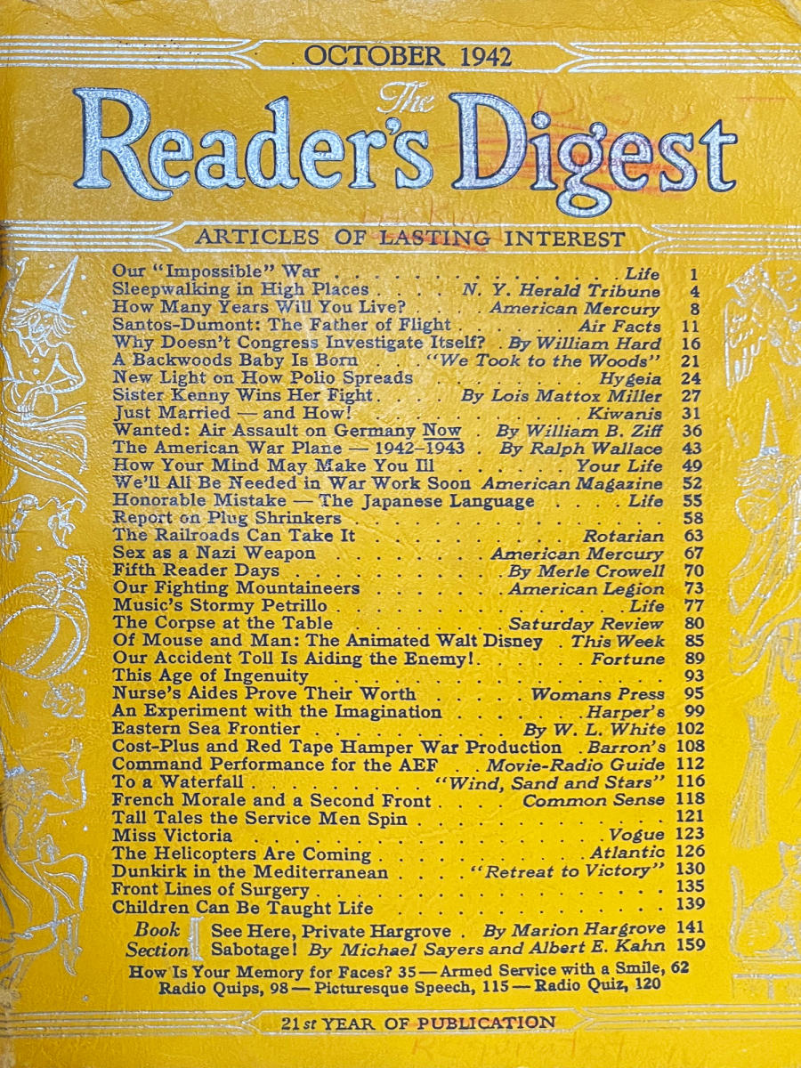 Readers Digest | October 1942 at Wolfgang's